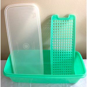 Tupperware | Dining | Vintage Long Square Tupperware Green Container ...
